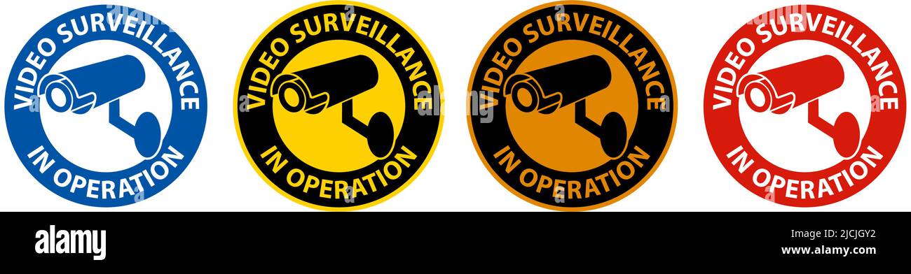 Video Surveillance In Operation Sign White Background Stock Vector ...
