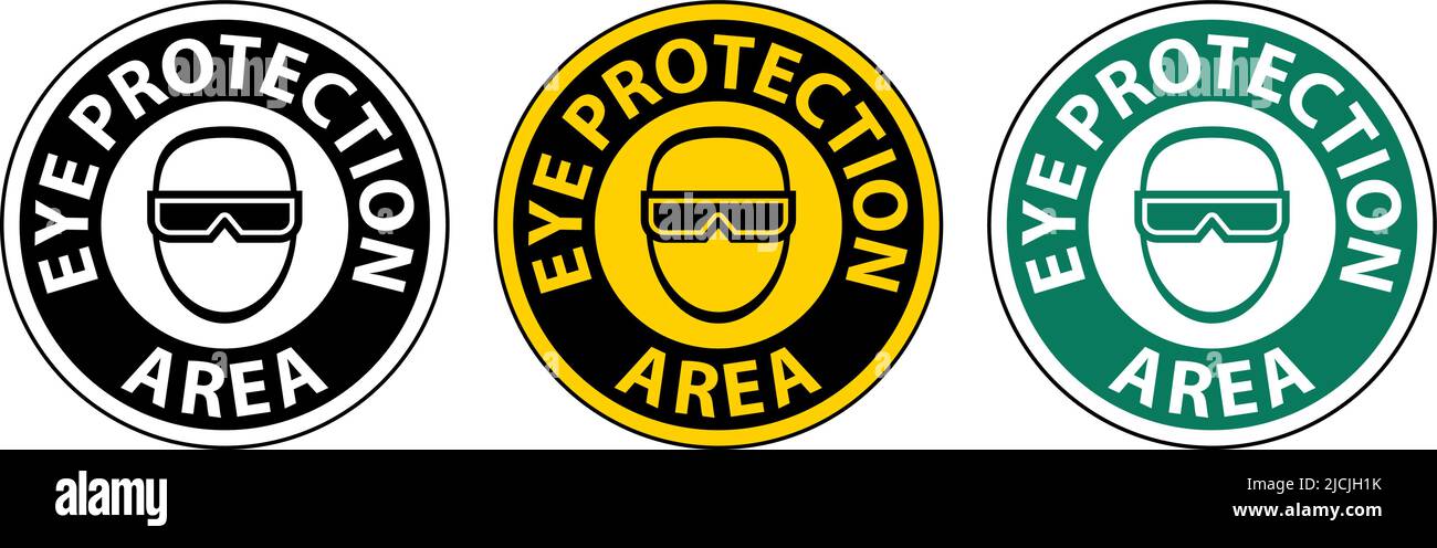 Eye Protection Area Floor Sign On White Background Stock Vector Image ...