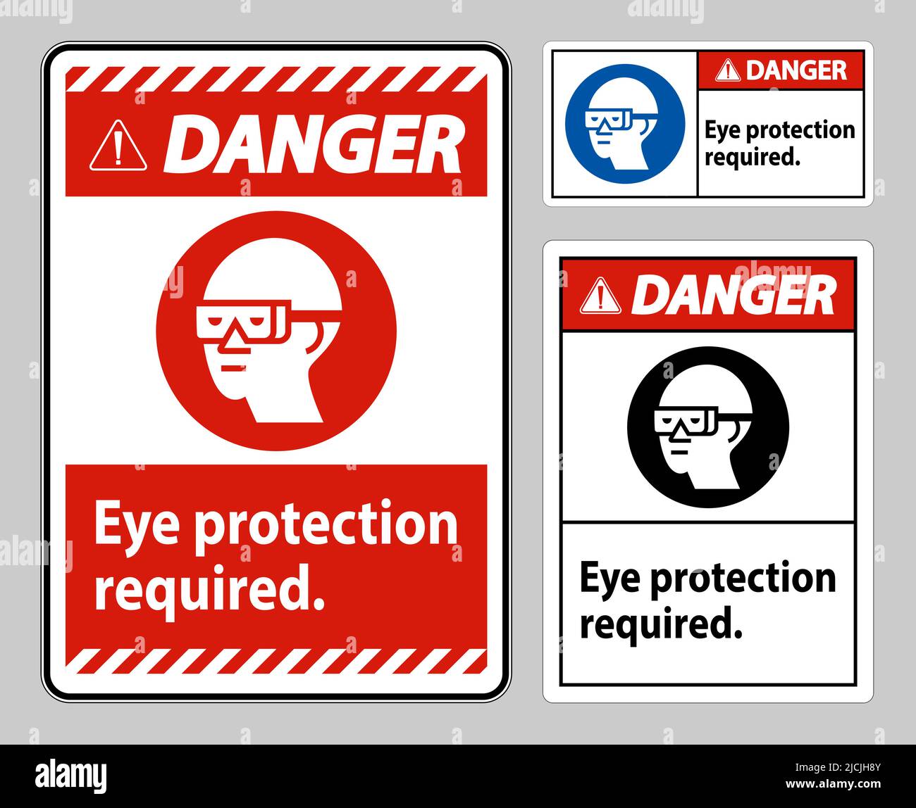 Danger Sign Eye Protection Required on white background Stock Vector ...