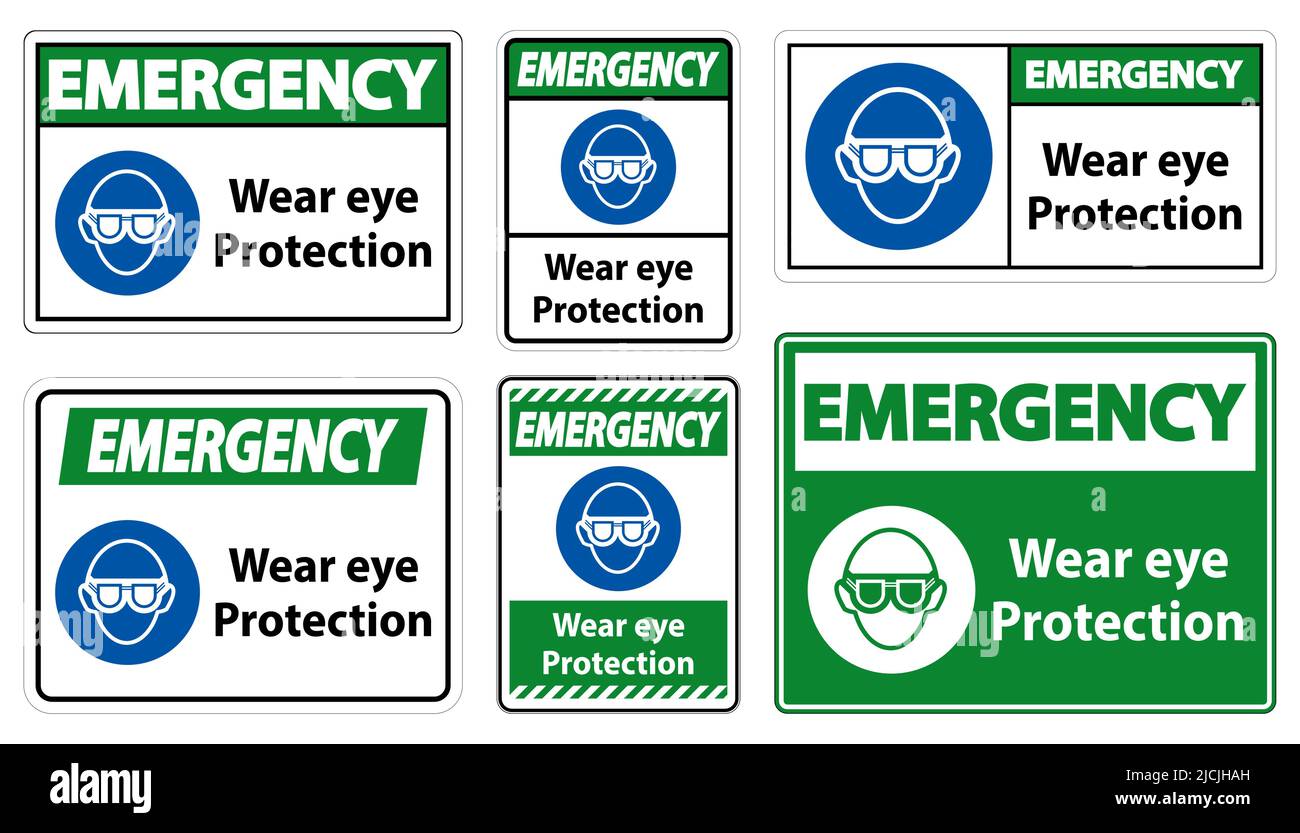 Emergency Wear eye protection on white background Stock Vector Image ...