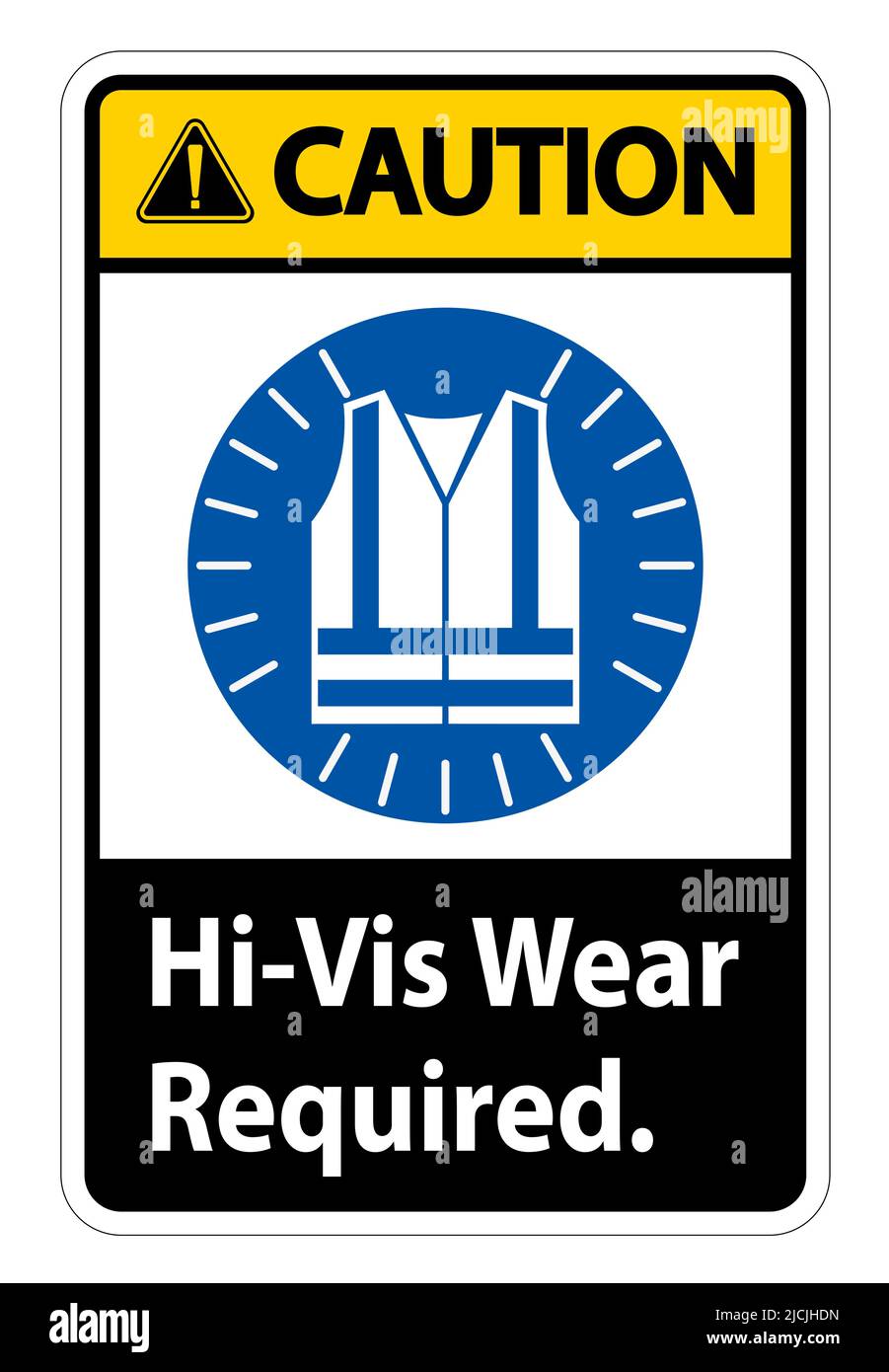 Caution Sign Hi-Vis Wear Required on white background Stock Vector ...