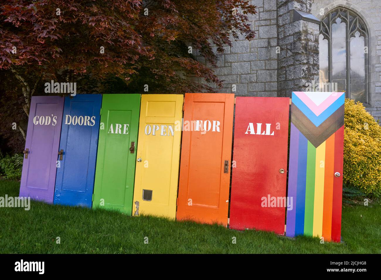 Pride doors outdoor installation at Canadian Memorial United Church ...