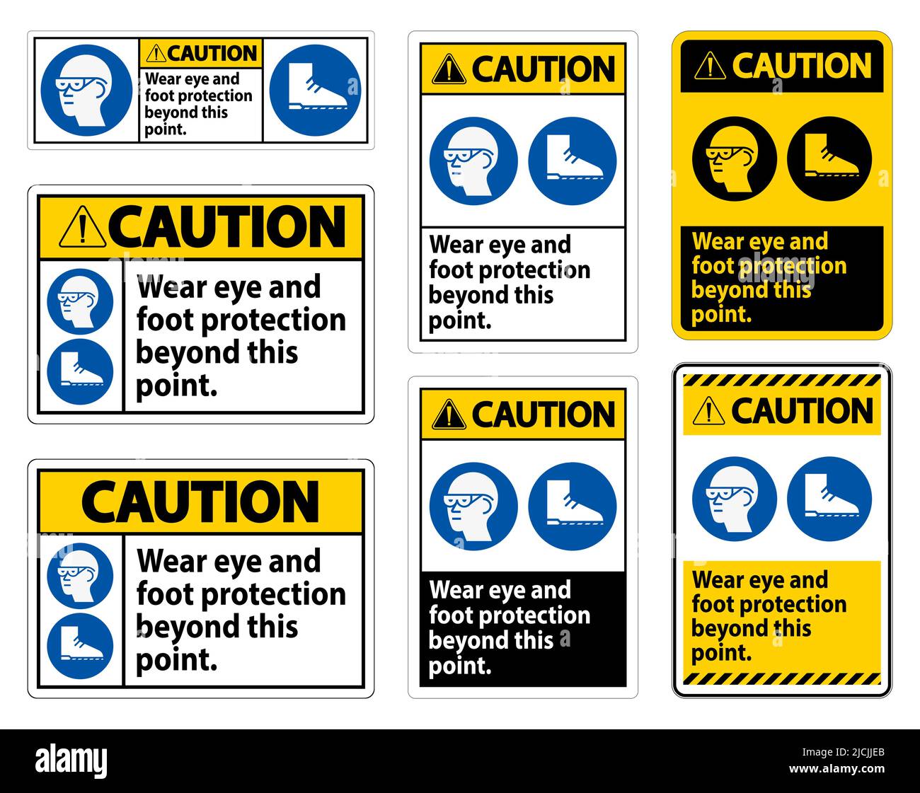 Caution Sign Wear Eye And Foot Protection Beyond This Point With PPE ...