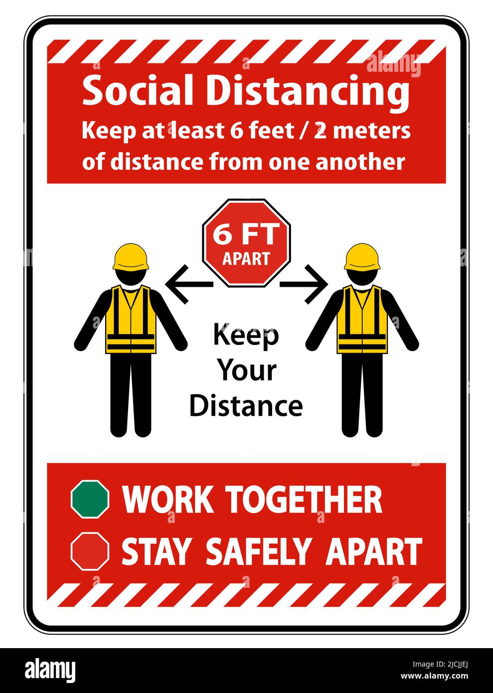 Social Distancing Construction Sign Isolate On White Background,Vector ...
