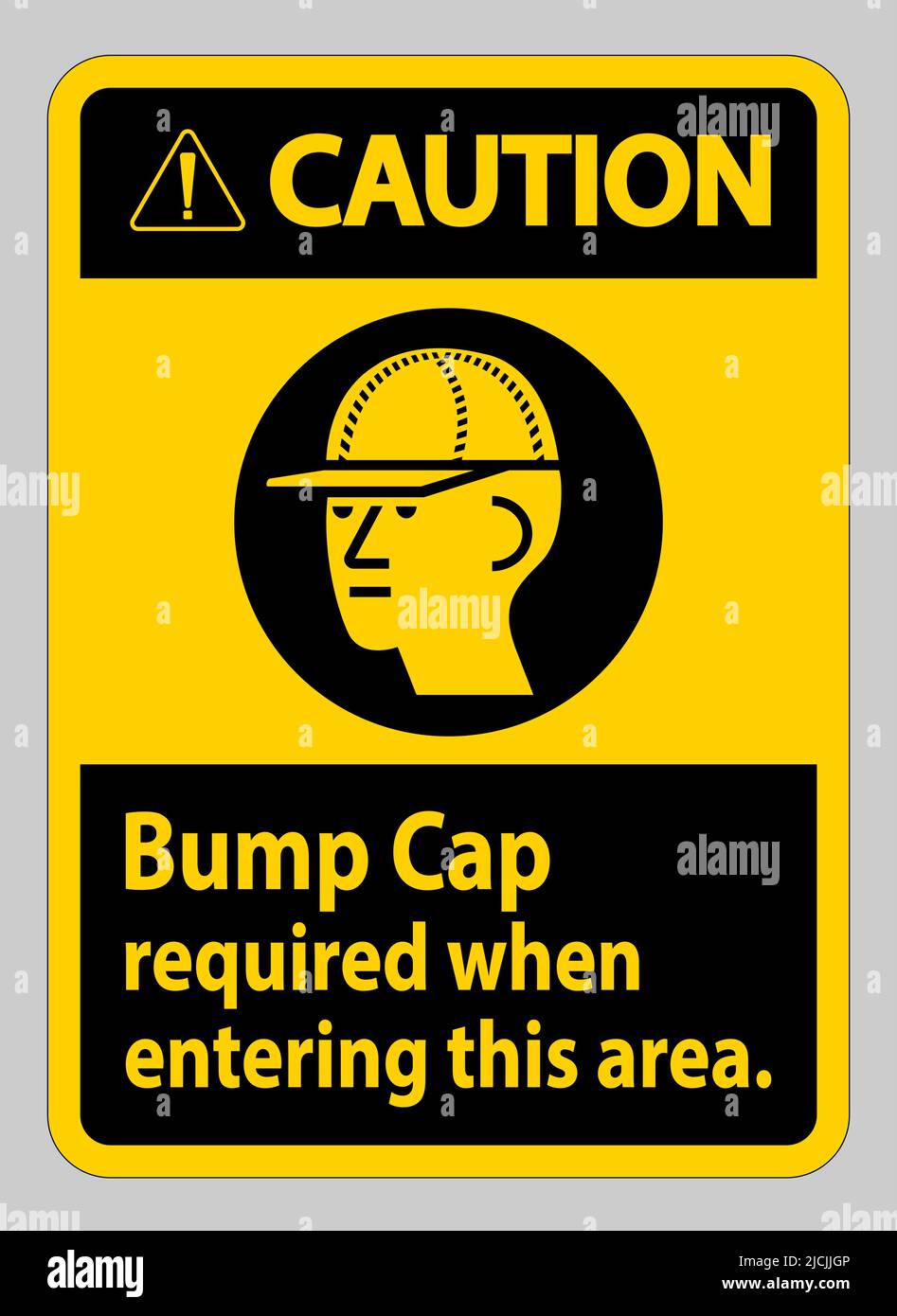 Caution Sign Bump Cap Required When Entering This Area Stock Vector ...