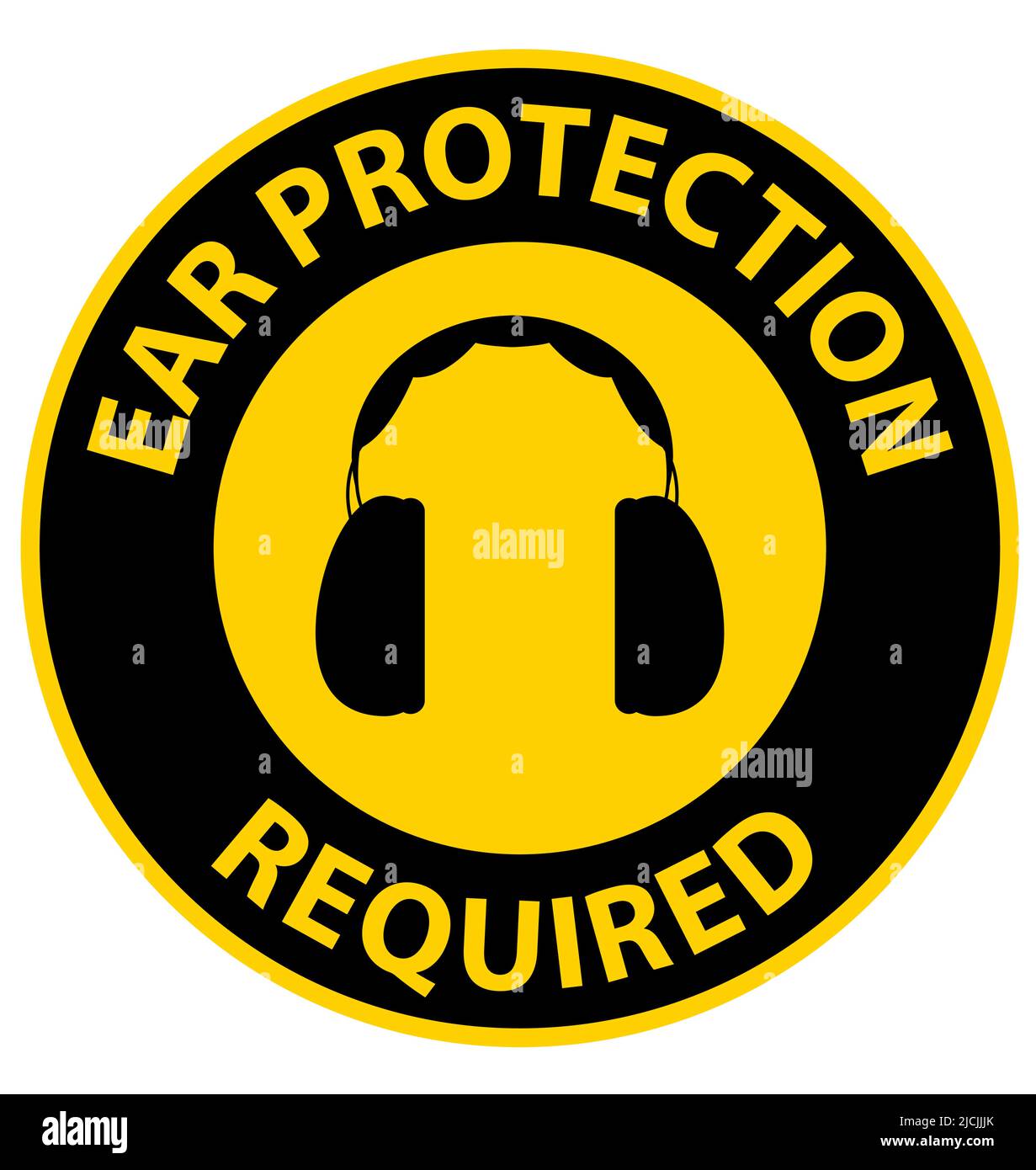 Caution Ear Protection Required Sign on white background Stock Vector ...