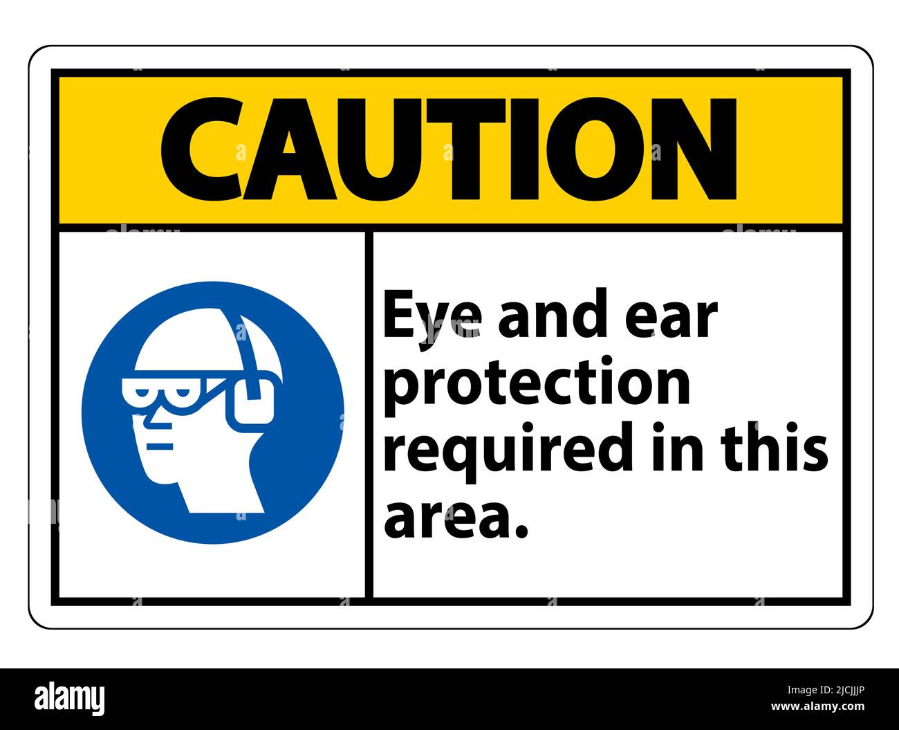 Caution Sign Eye And Ear Protection Required In This Area Stock Vector ...