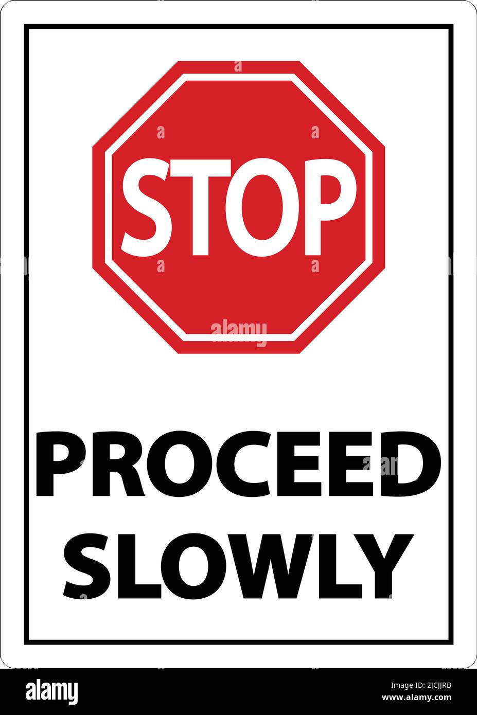 2-Way Stop Proceed Slowly Sign On White Background Stock Vector Image ...