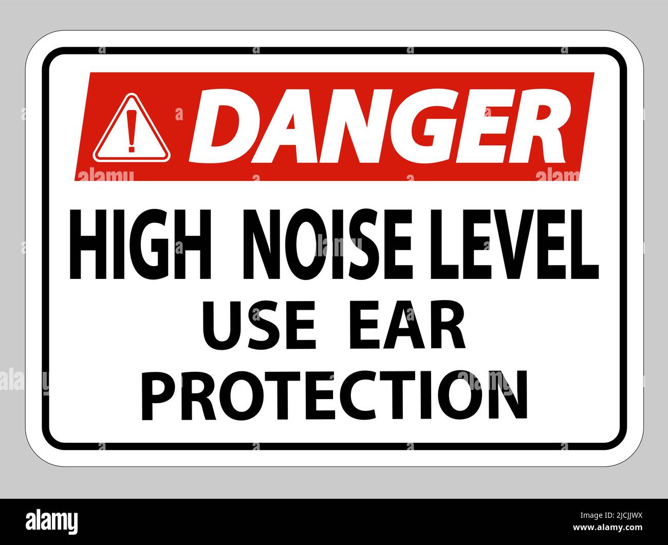 Danger Sign High Noise Level Use Ear Protection on White Background ...