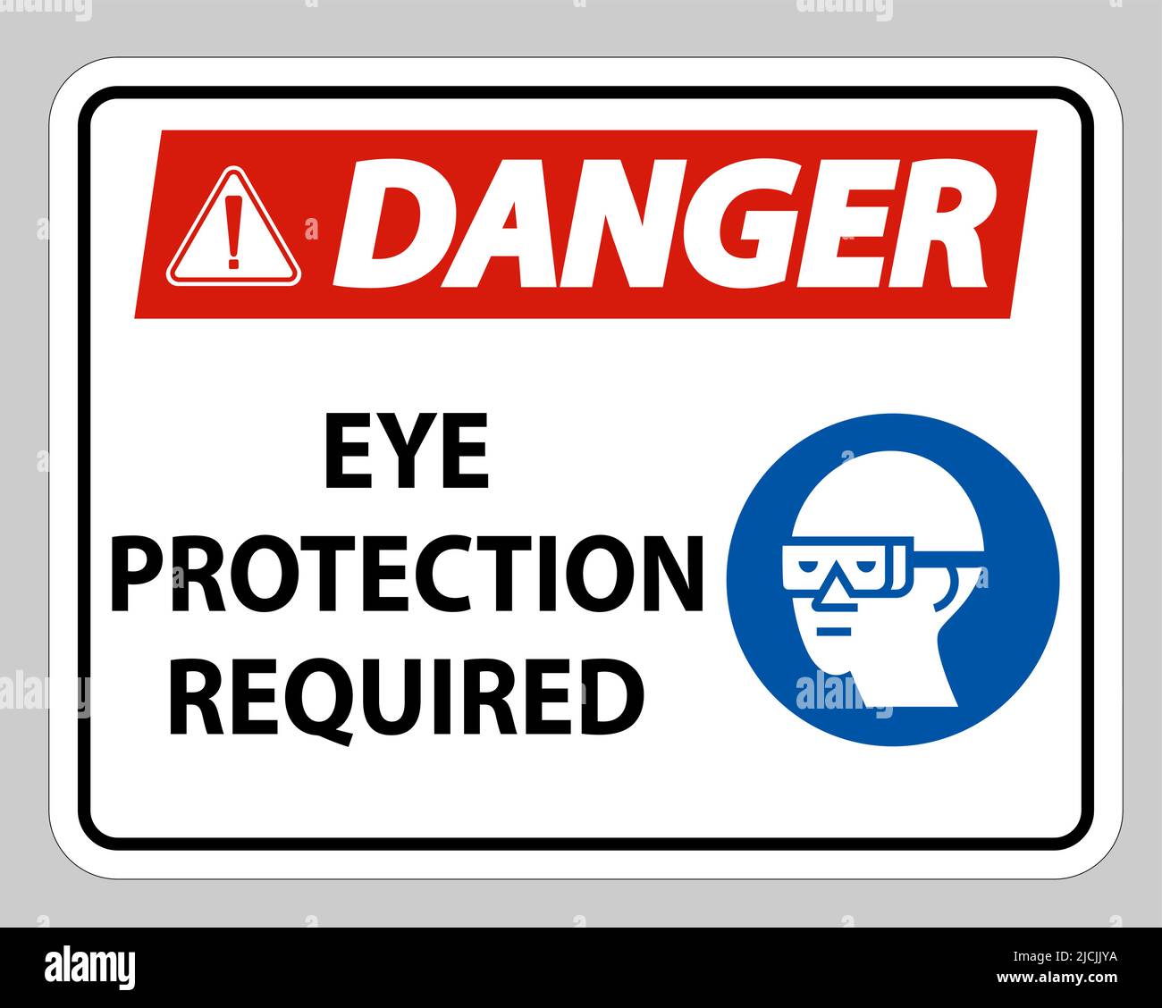 Danger sign Eye Protection Required on white background Stock Vector ...