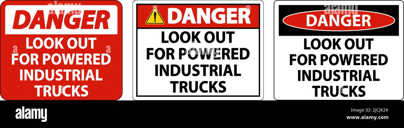 Danger Look Out For Trucks Sign On White Background Stock Vector Image ...