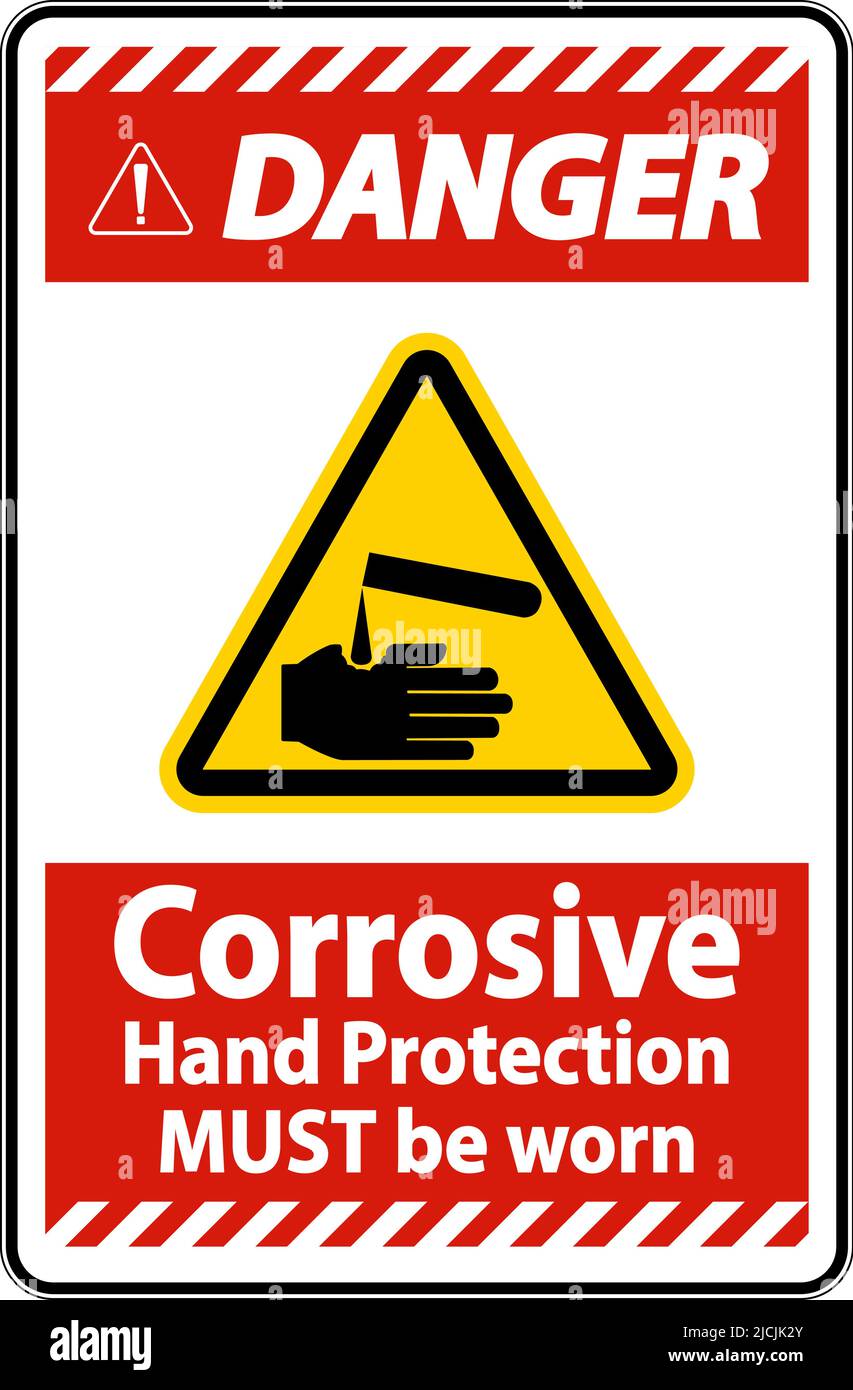 Danger Hand Protection Must Be Worn Sign On White Background Stock ...