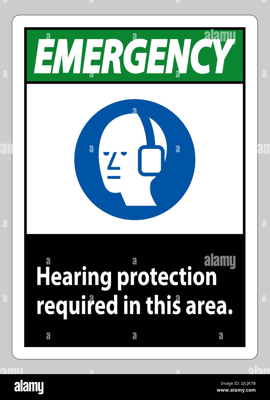 Emergency PPE Sign Hearing Protection Required In This Area with Symbol ...