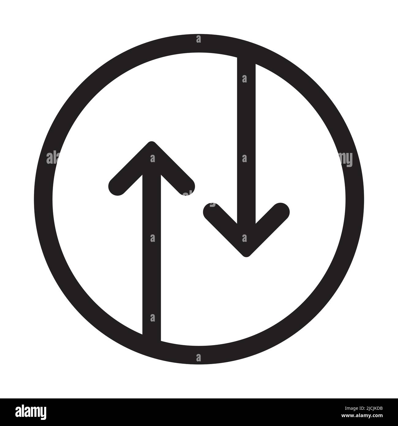 up down arrows icon inside the circle. upward, downward business logo ...