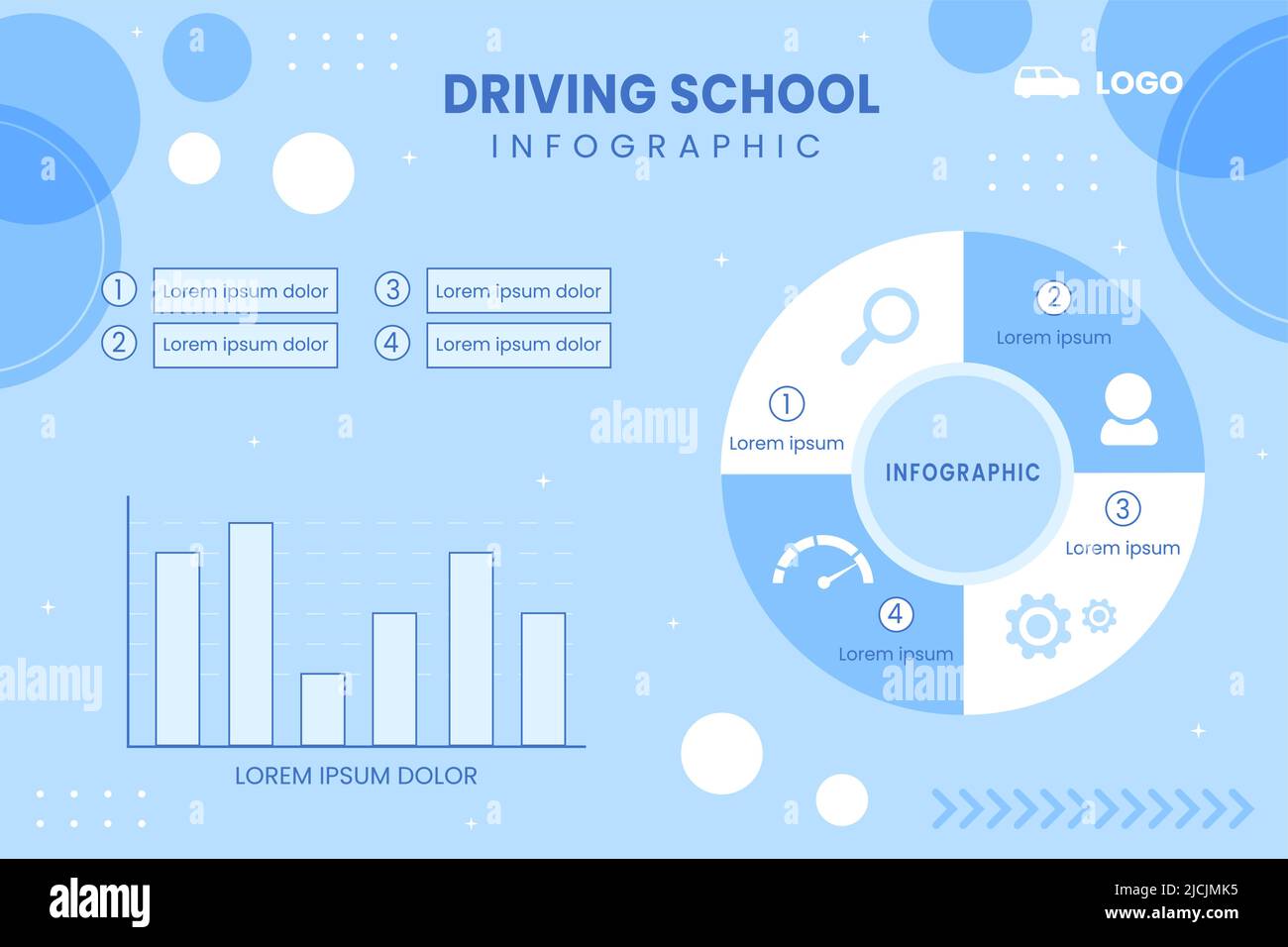 Car Driving School Infographic Template Social Media Flat Cartoon ...