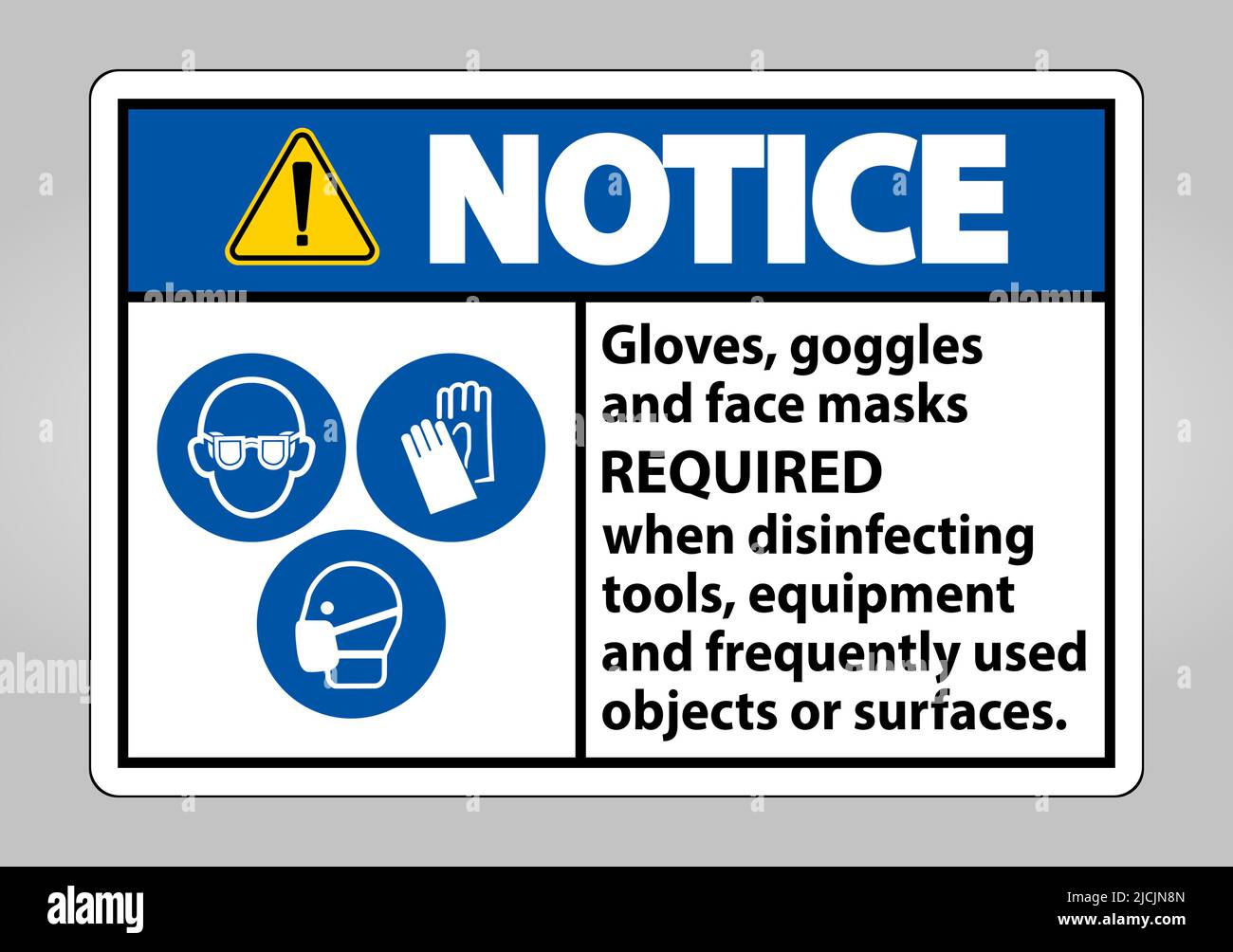 Notice Gloves,Goggles,And Face Masks Required Sign On White Background ...