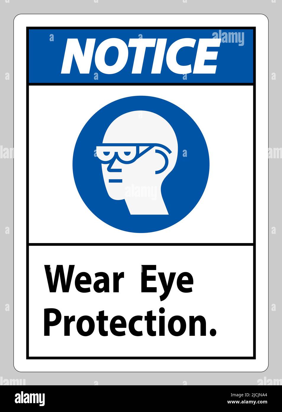 Notice Sign Wear Eye Protection on white background Stock Vector Image ...