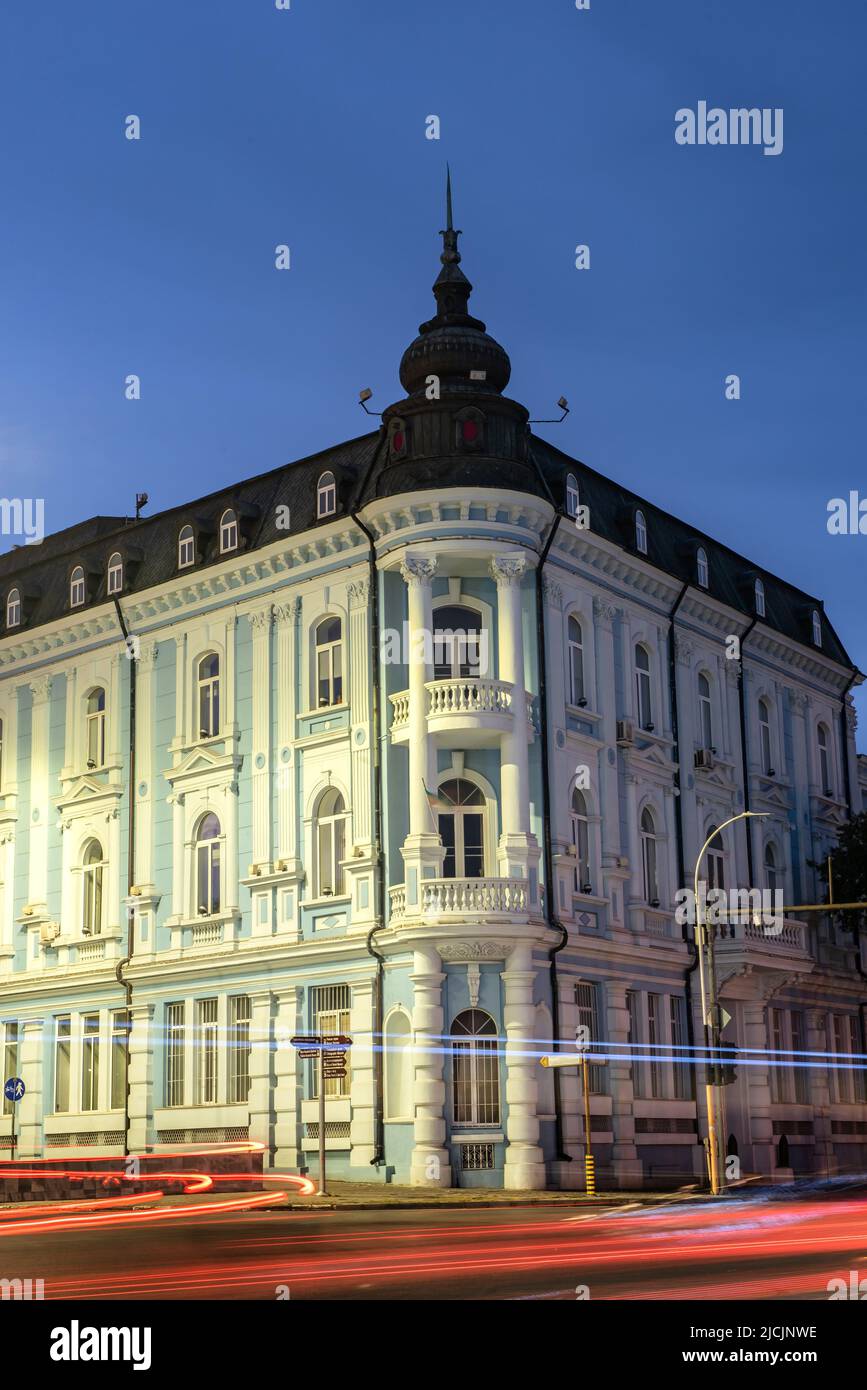 The Navy Club building opposite the Theotokos Cathedral at night is one ...