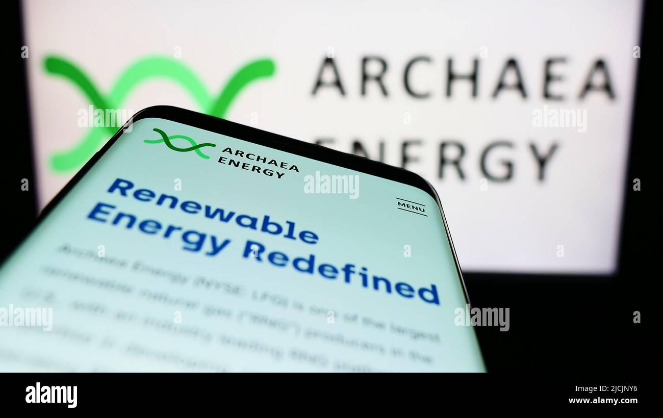 Mobile phone with website of American gas company Archaea Energy Inc ...