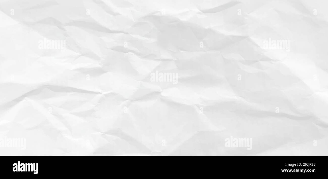 Crumpled paper texture realisric vector illustration. White blank sheet ...