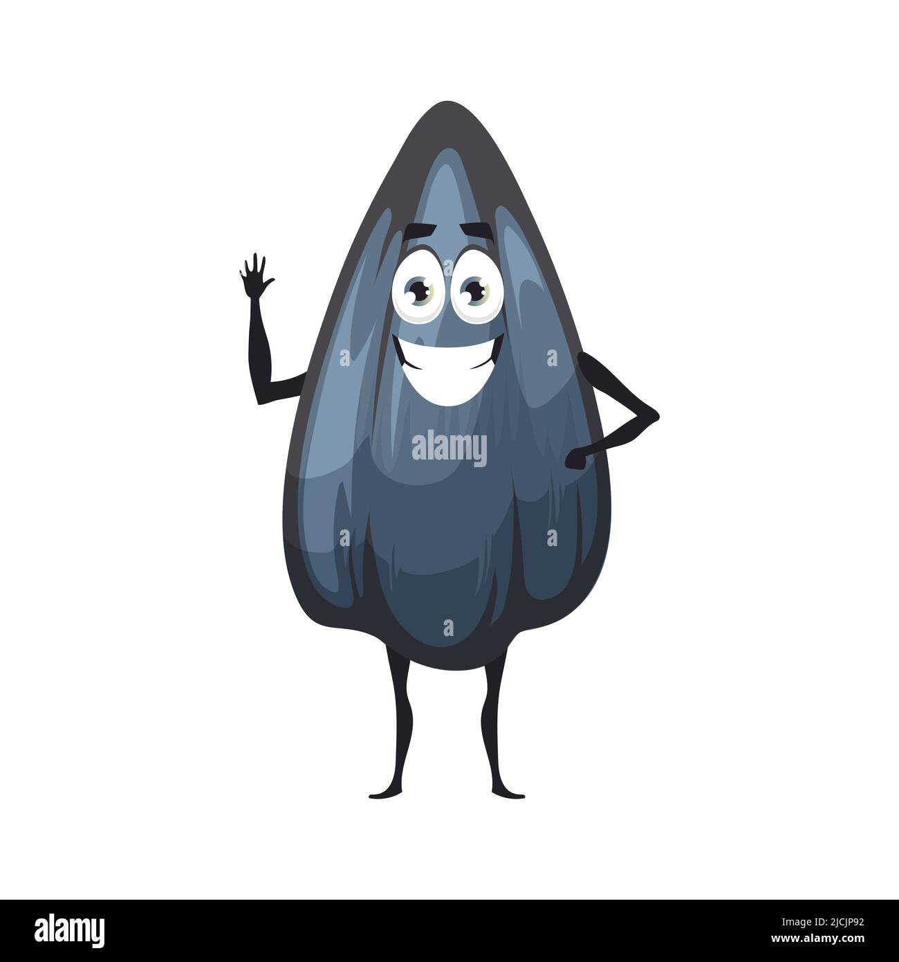 Cheerful sunflower seed character, vector cartoon food personage ...