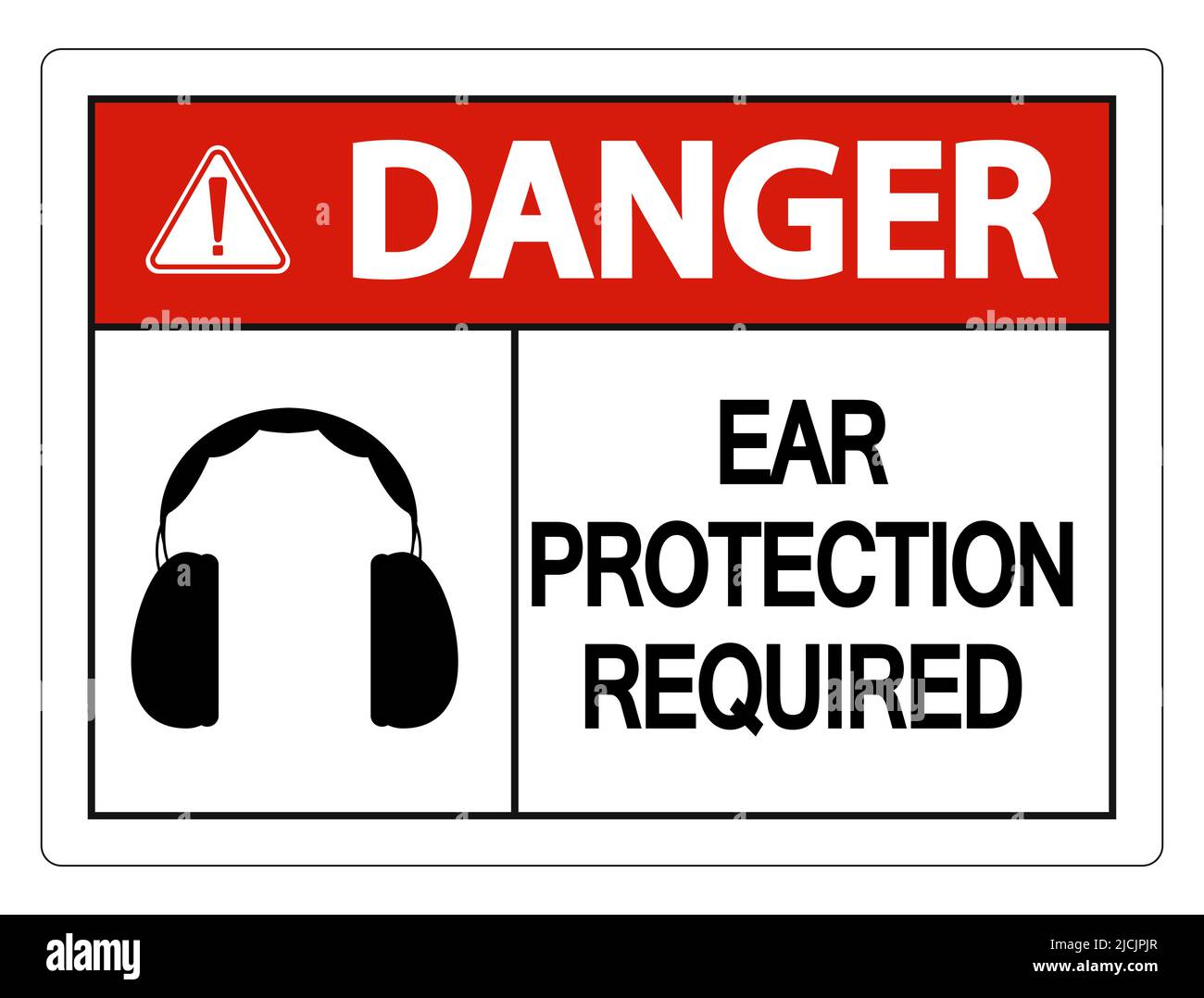 Danger Ear Protection Required Wall Sign on white background,vector ...