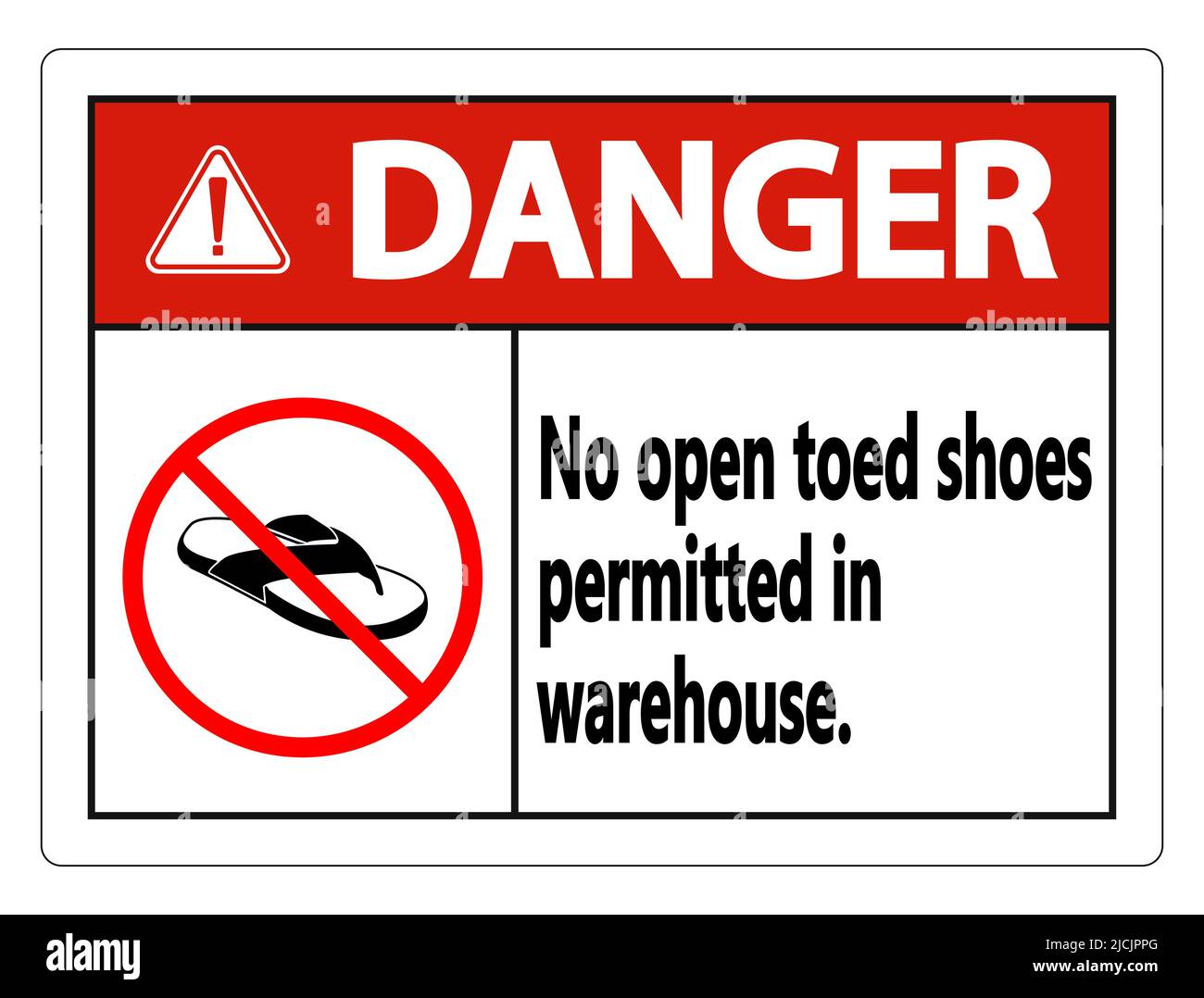 Danger No Open Toed Shoes Sign on white background,vector illustration ...