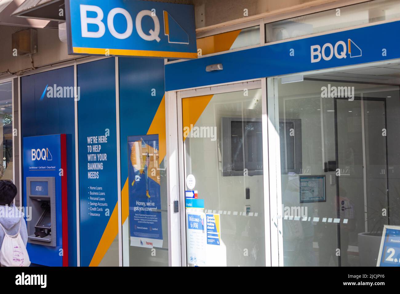 Bank of Queensland bank branch in Sydney with external ATM machine,NSW ...