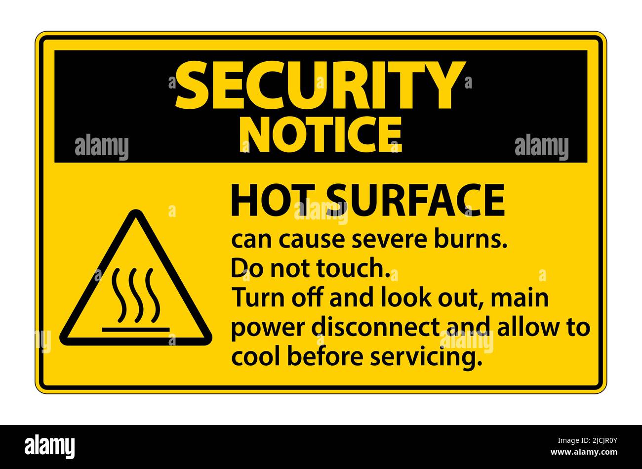 Security Notice Hot surface sign on white background Stock Vector Image ...