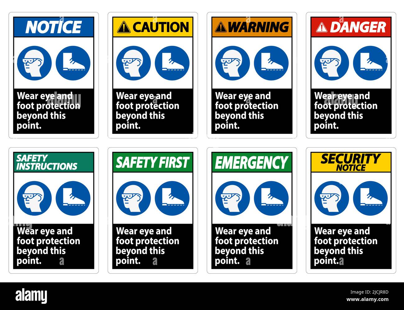 Wear Eye And Foot Protection Beyond This Point With PPE Symbols Stock ...