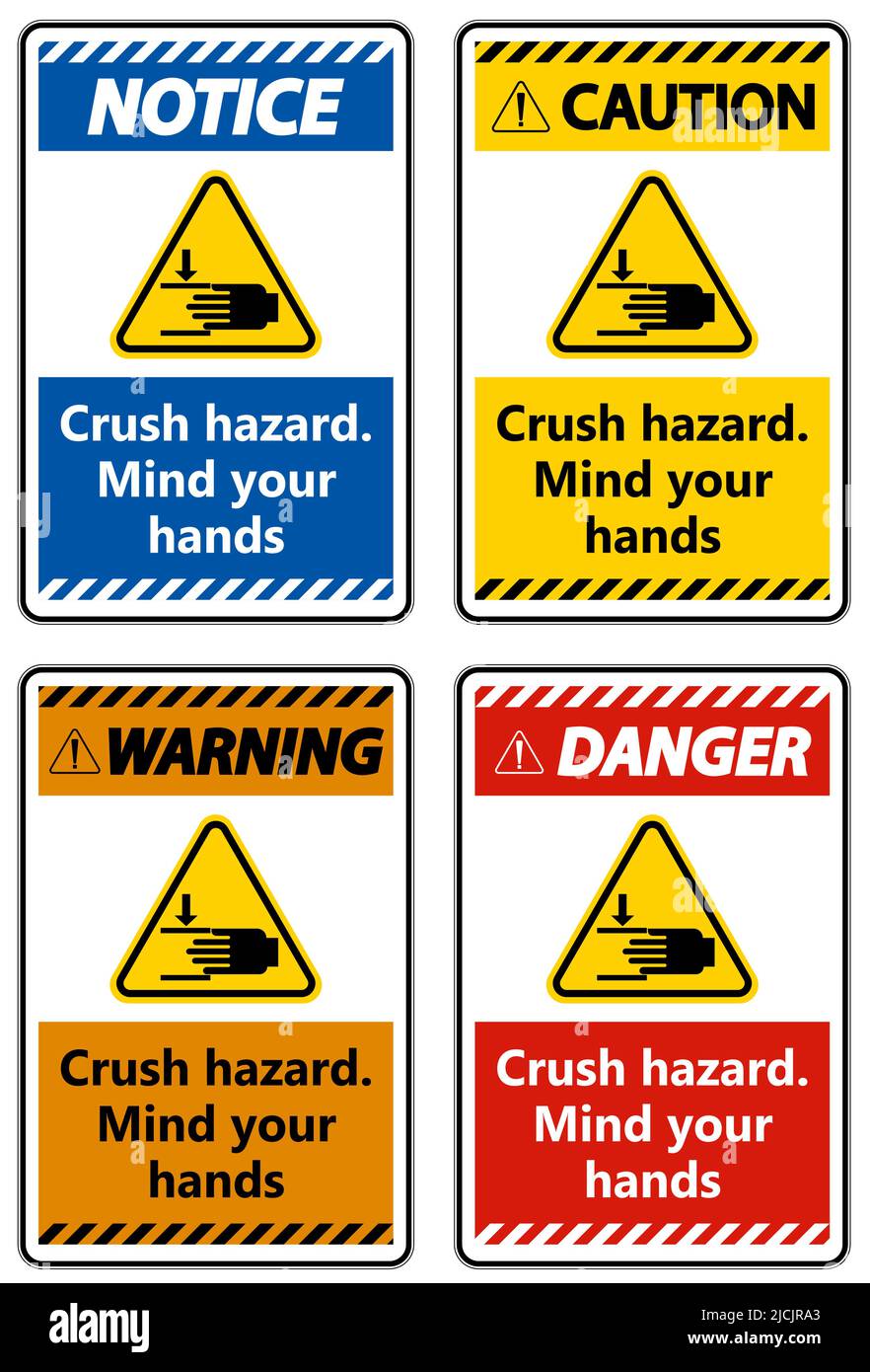 Warning Crush hazard Mind your hands Sign Stock Vector Image & Art - Alamy