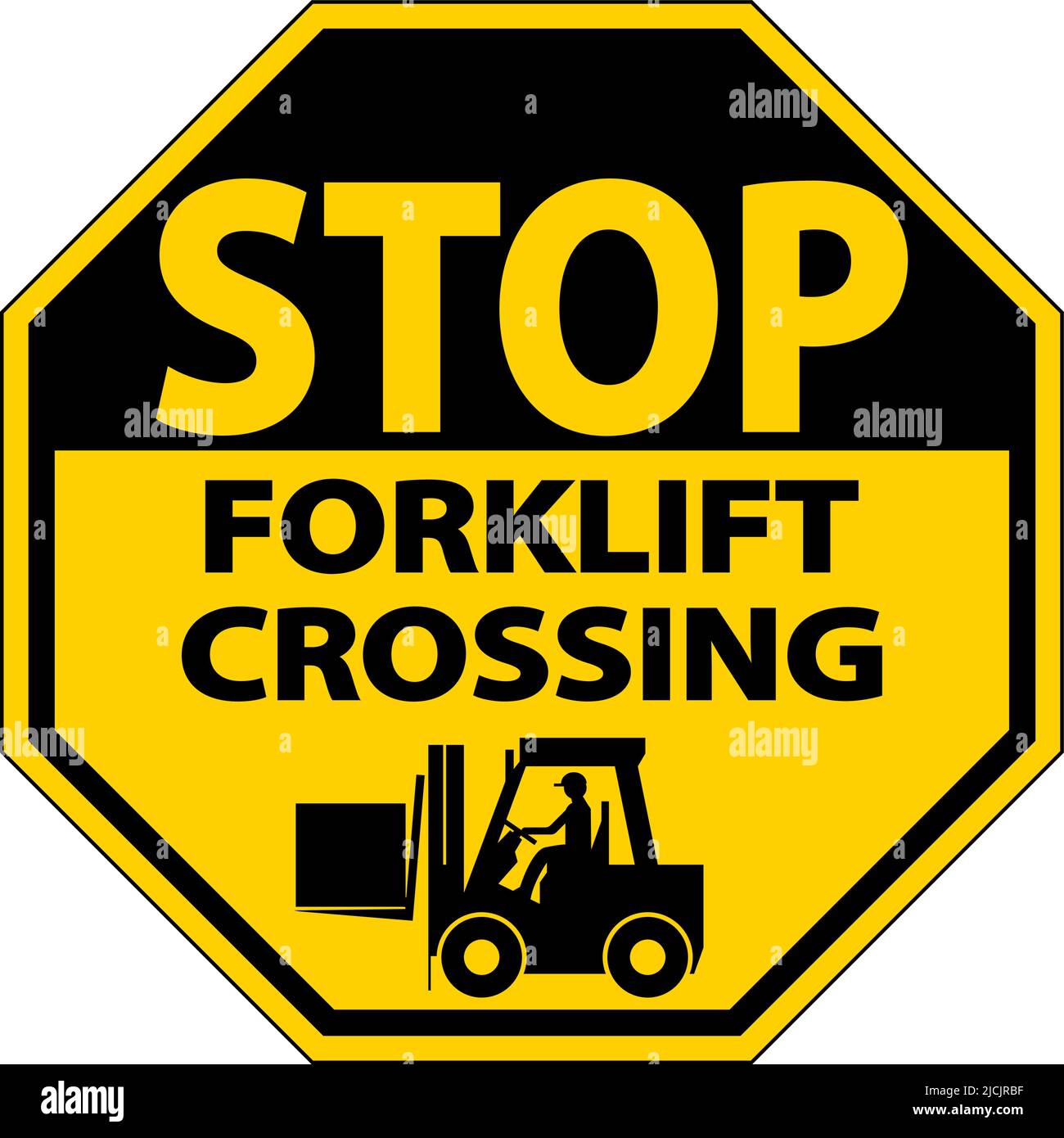 Stop Forklift Crossing Sign On White Background Stock Vector Image ...