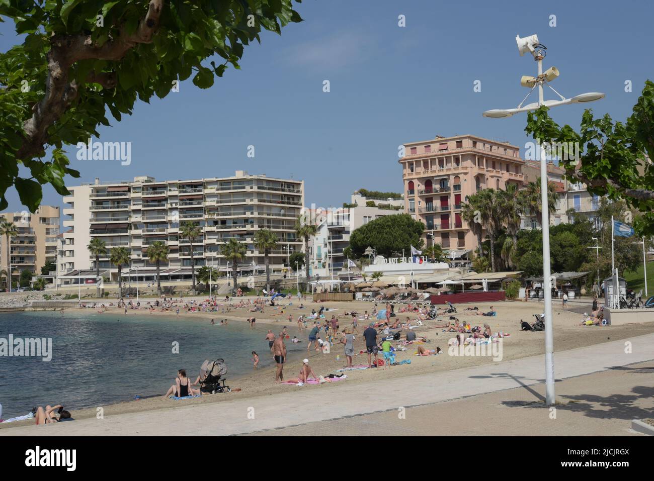 Mourillon beaches in Toulon in summer Stock Photo - Alamy