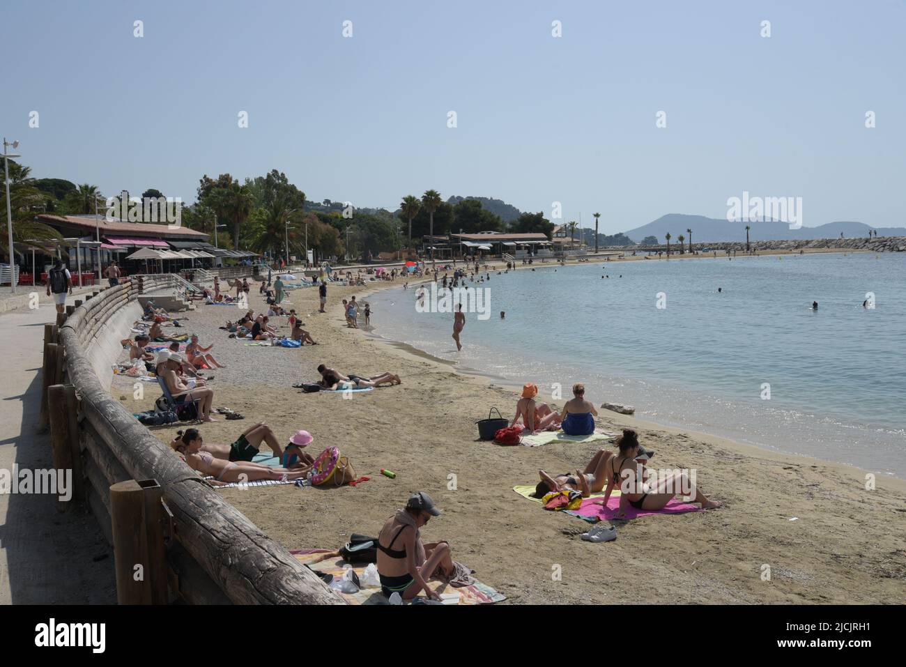 Mourillon beaches in Toulon in summer Stock Photo - Alamy