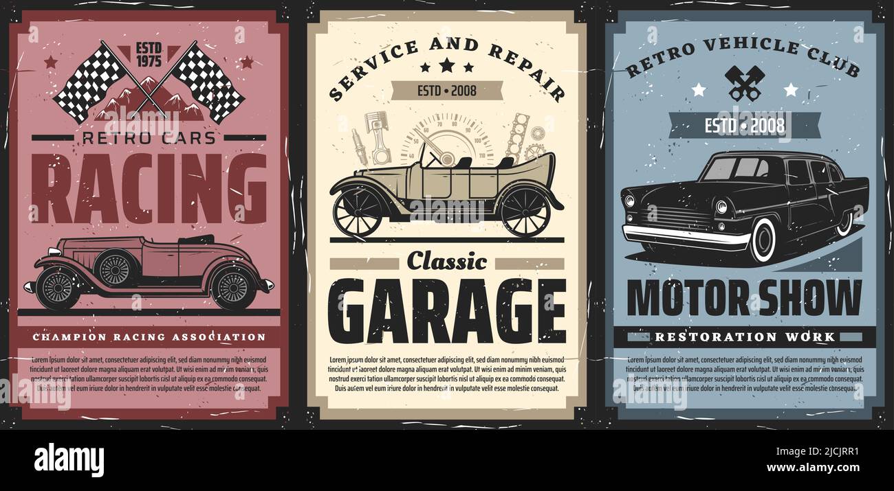 Old automobile vintage garage vertical Stock Vector Images - Alamy