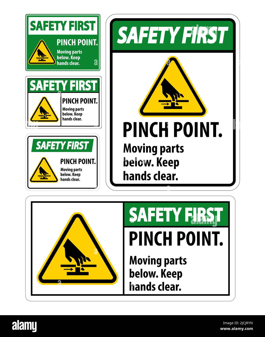 Safety Pinch Point, Moving Parts Below, Keep Hands Clear Symbol Sign ...