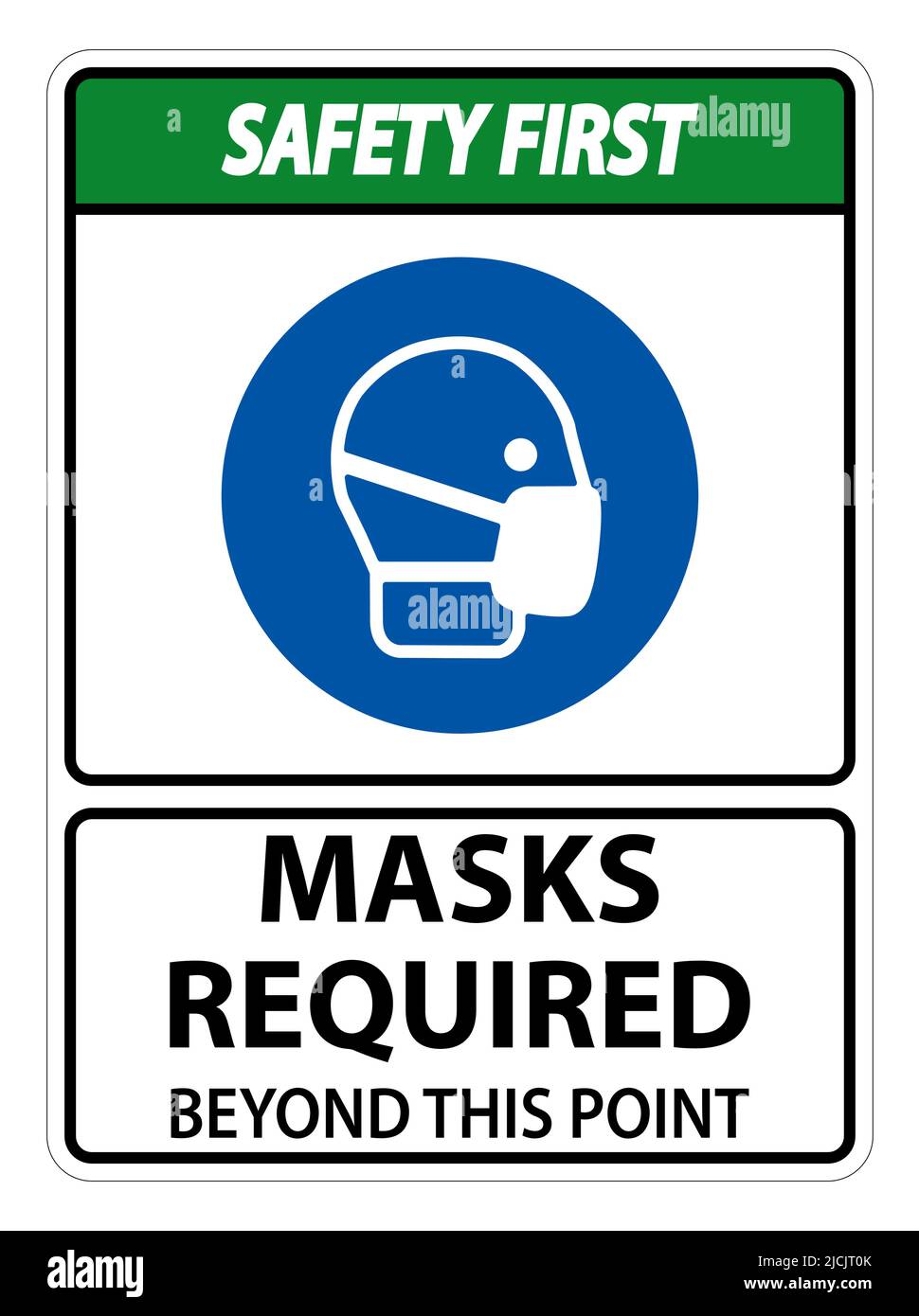 Safety First Masks Required Beyond This Point Sign Isolate On White ...