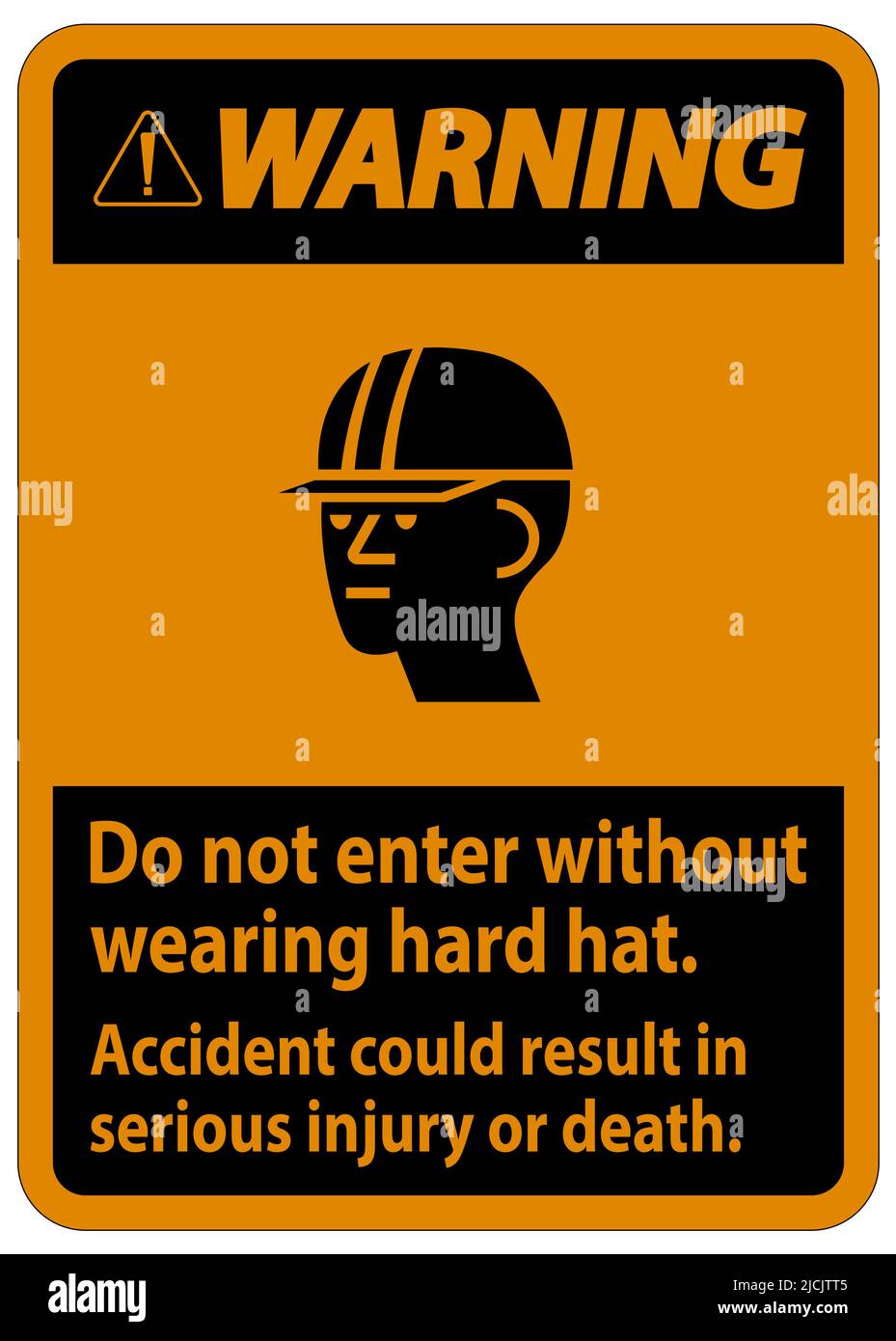 Warning Sign Do Not Enter Without Wearing Hard Hat, Accident Could ...