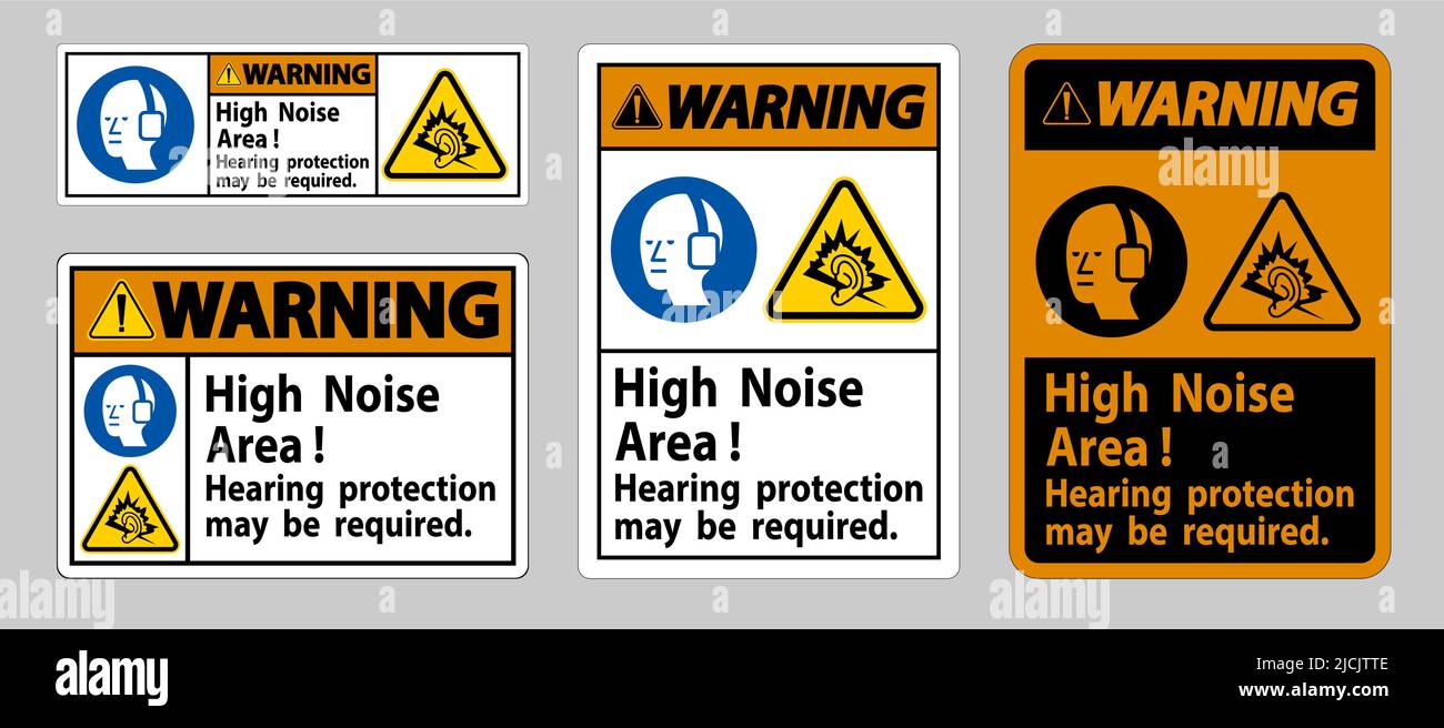 Warning Sign High Noise Area Hearing Protection May Be Required Stock ...
