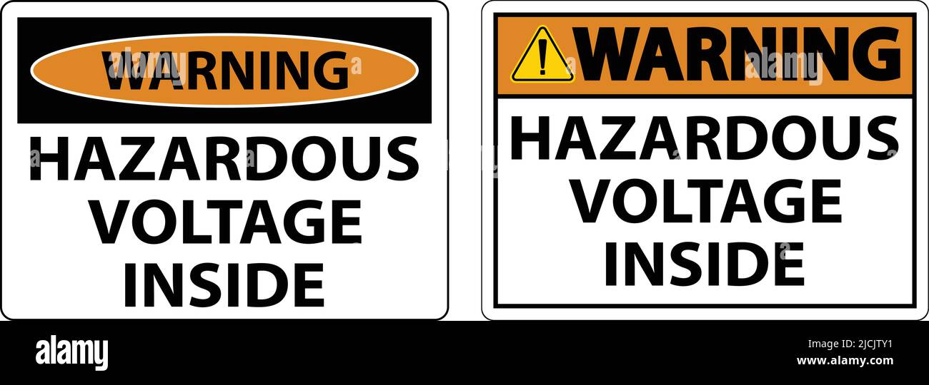 Warning Hazardous Voltage Inside Sign On White Background Stock Vector ...