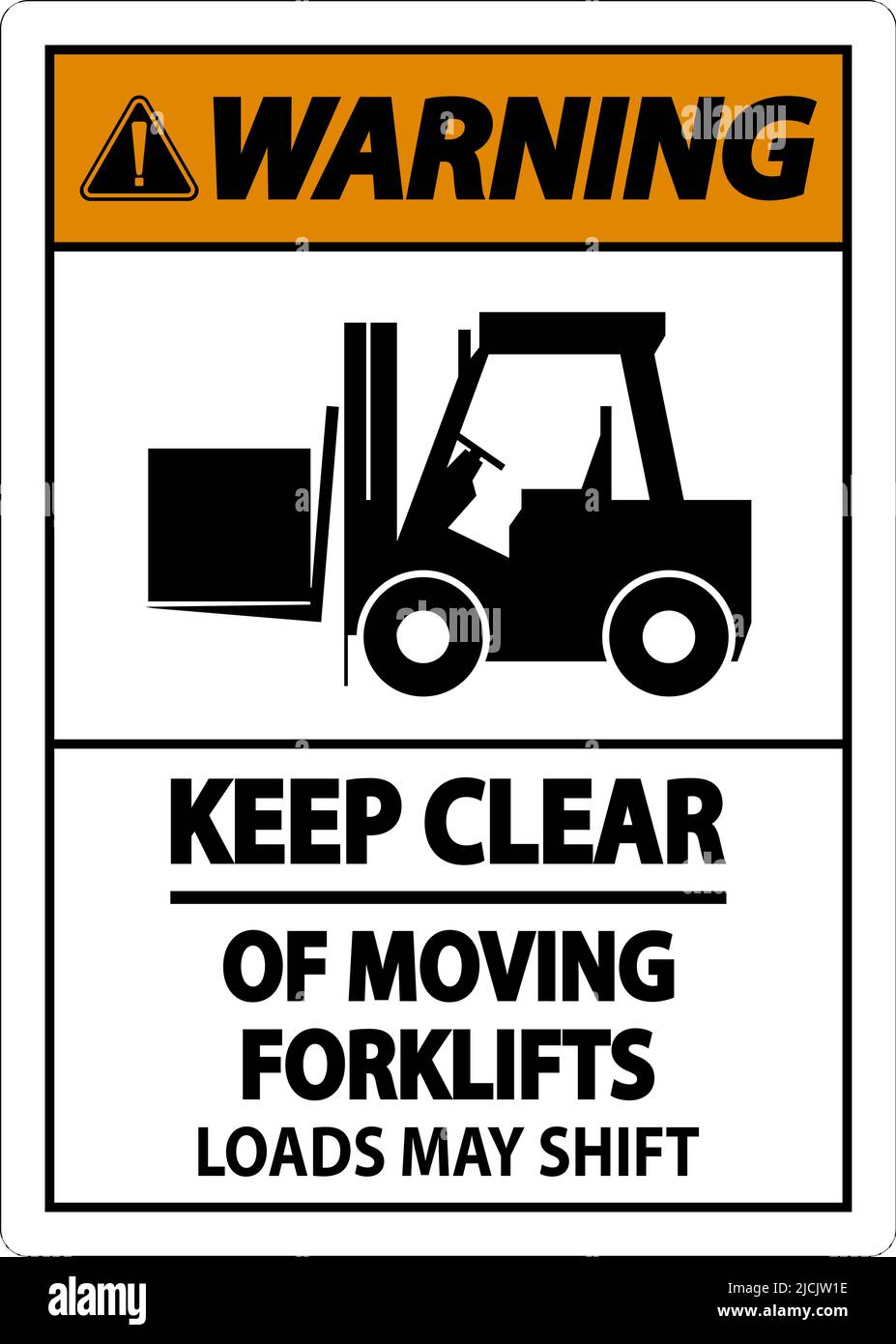Warning Keep Clear of Moving Forklifts Sign On White Background Stock ...