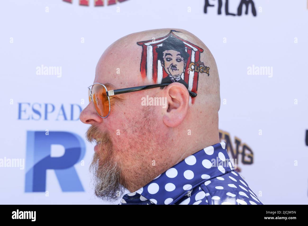 Beverly Hills, California, USA. 12th June, 2022. Bobby Cloud shows his circus tattoo at the Los ...