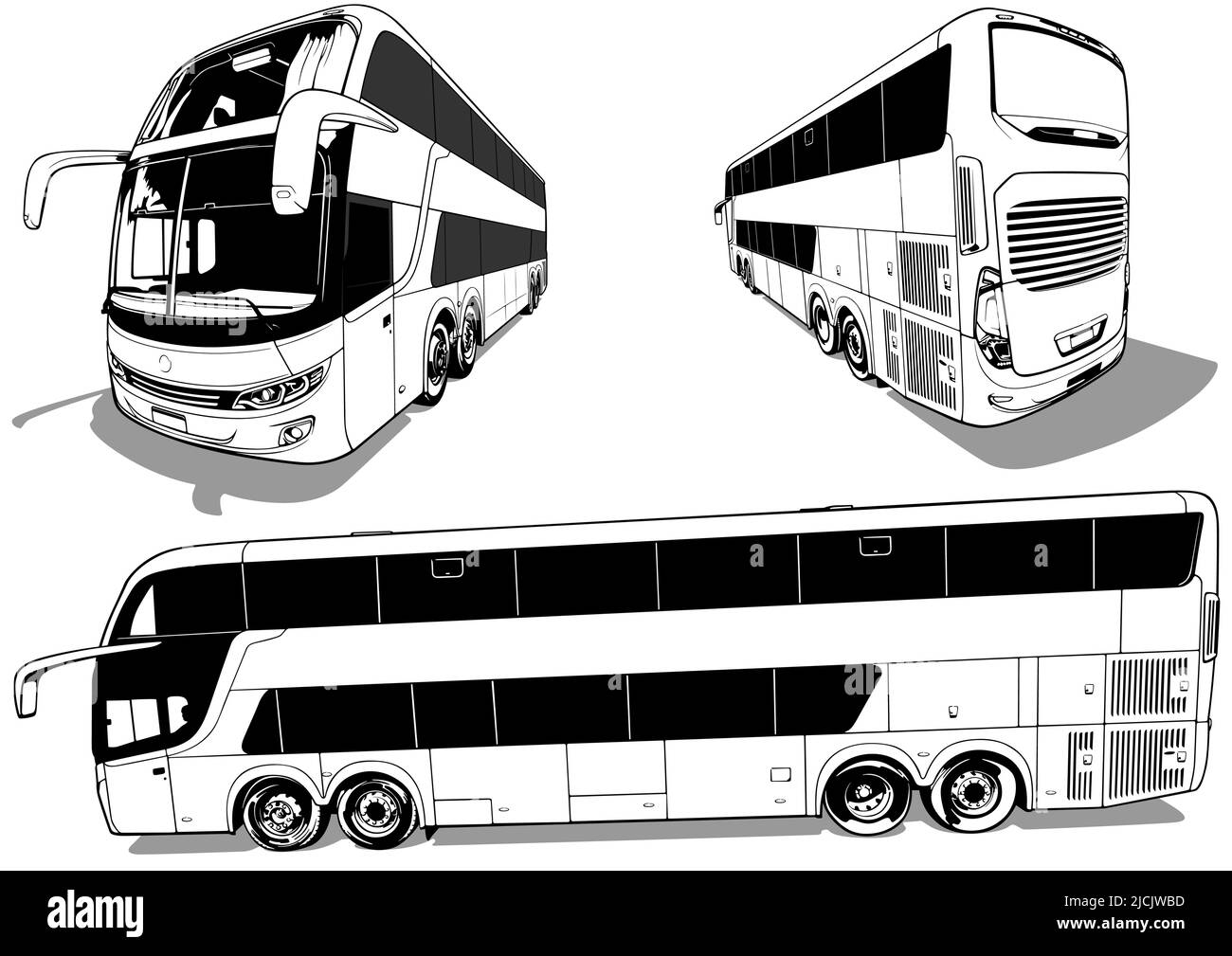 Set of Drawings of a Luxury Long-distance Bus Stock Vector Image & Art ...