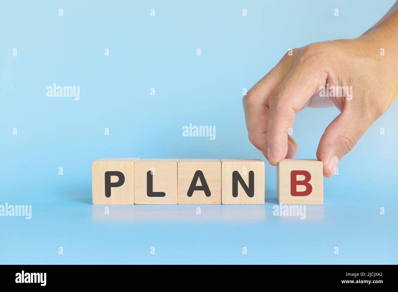 Plan B or backup and contingency plan in business concept. Wooden ...