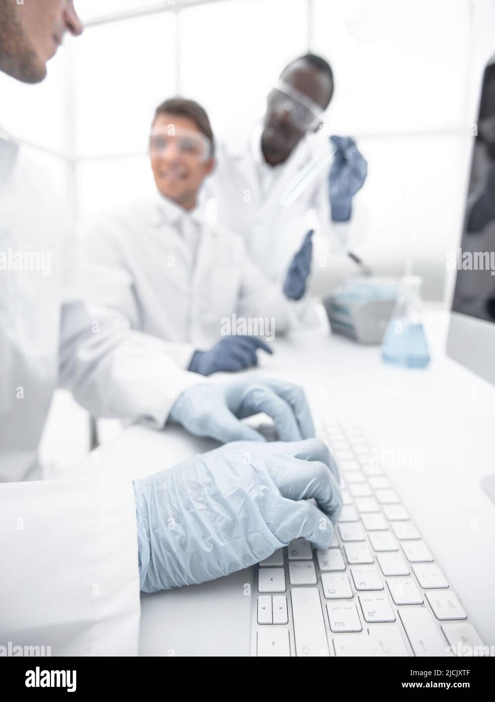 Computer keyboard microscope in laboratory hi-res stock photography and ...
