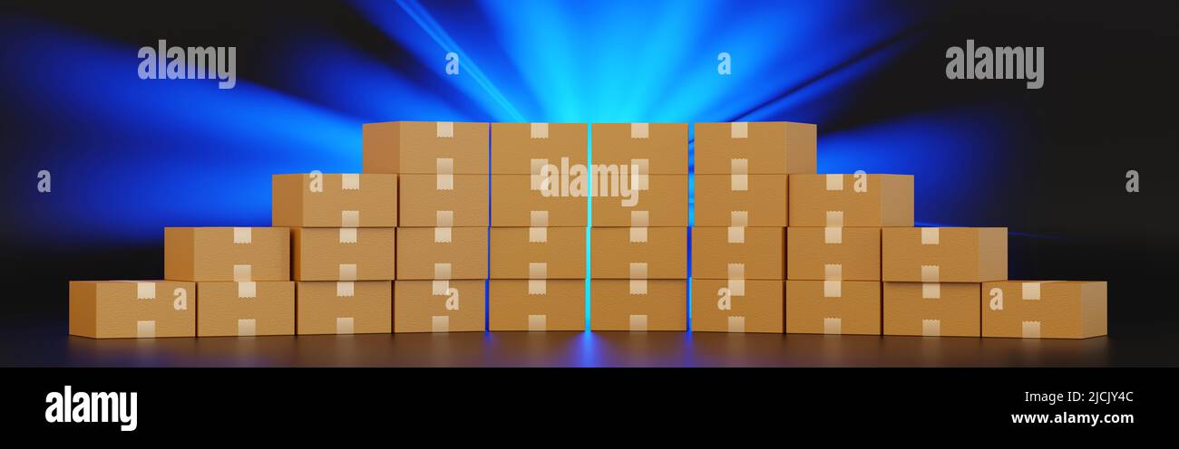 Stack of cardboard box carton or parcel with empty space. concept of ...