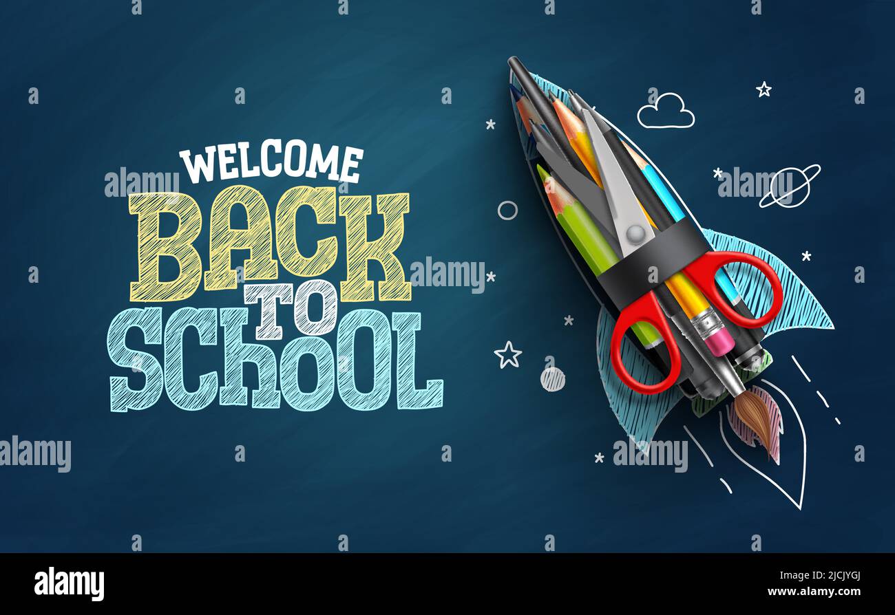 Back to school vector background design. Welcome back to school doodle ...