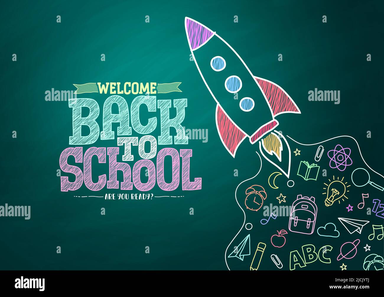 Back to school vector design. Welcome back to school in doodle hand ...