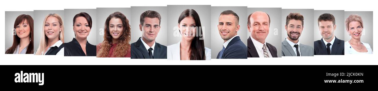 panoramic collage of portraits of successful business people Stock ...