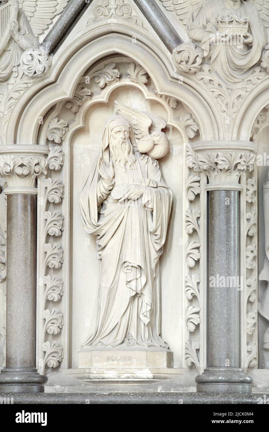 Statue of Noah, on the pulpit in the nave of the chirstian cathedral at ...